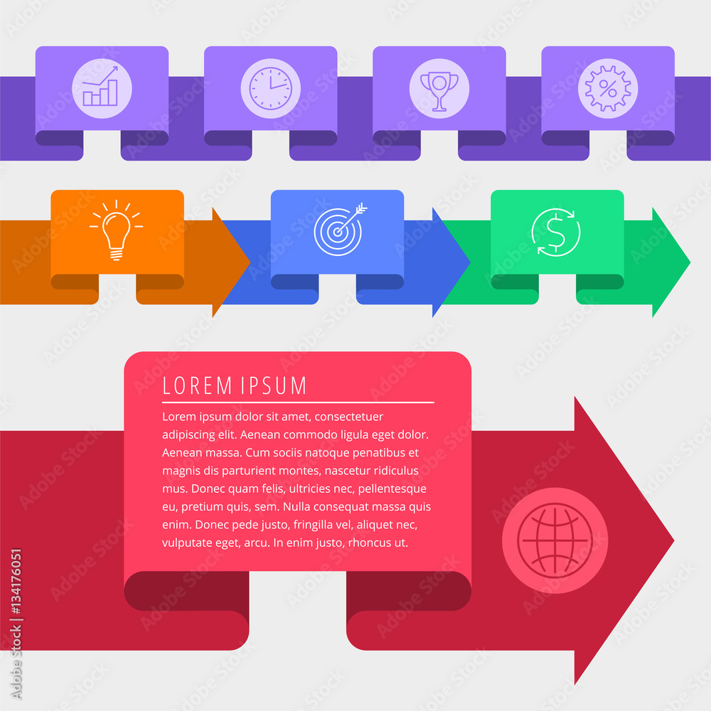 Timeline chart infographic template elements. Flat vector illustration ...