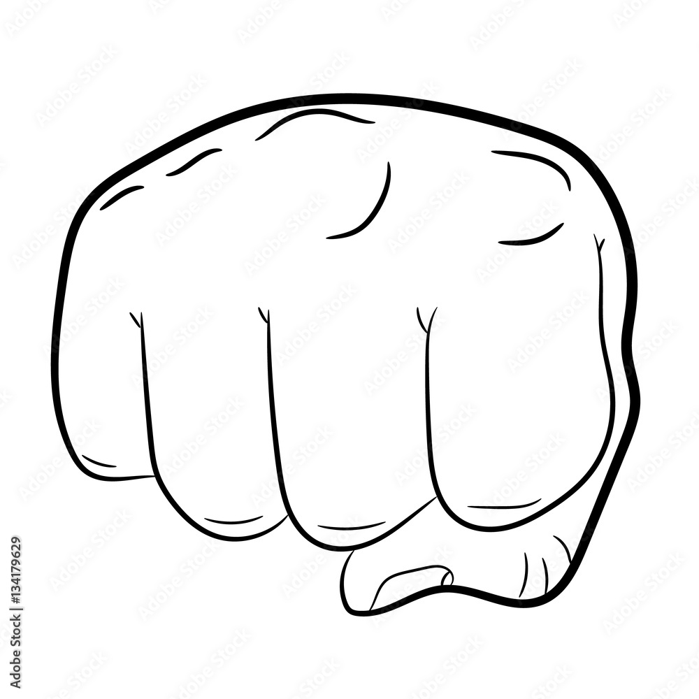 clenched fist front view on white background of vector illustrations ...