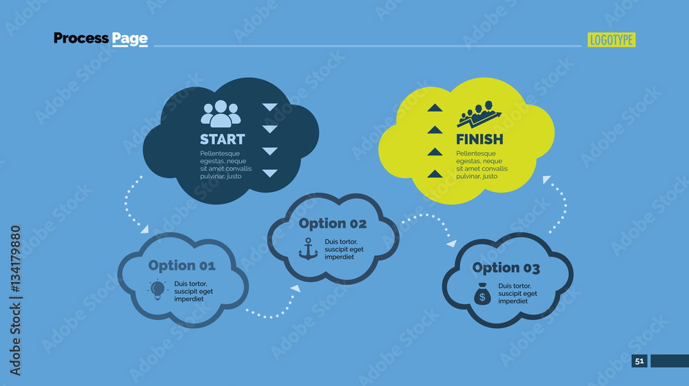 Five Clouds Cycle Slide Template Stock Vector | Adobe Stock