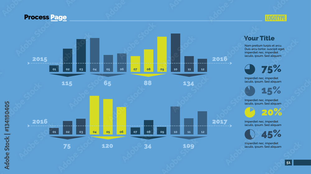 Four Groups of Bar Chart Columns Slide Stock Vector | Adobe Stock