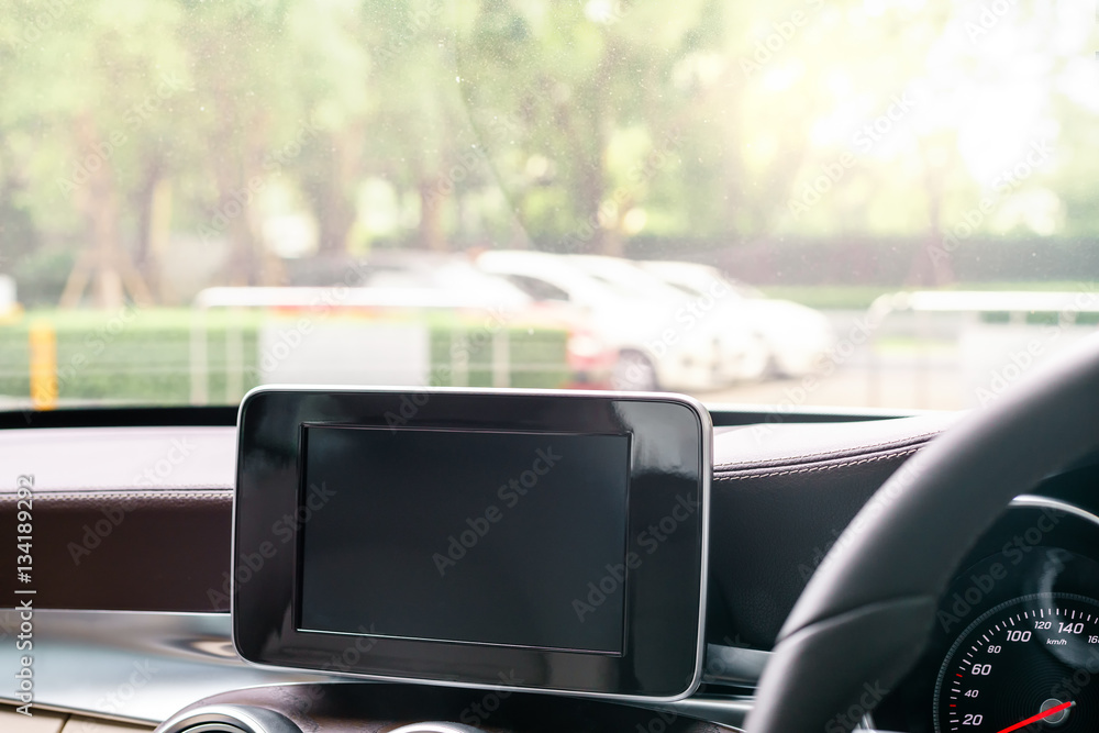 GPS device screen for navigation to destination of driver Stock Photo ...