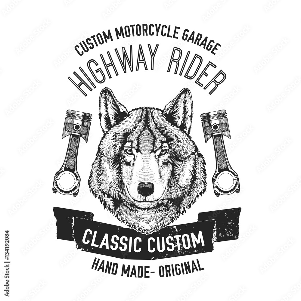 Wild wolf Vector image for motorcycle t-shirt, tattoo, motorcycle club ...
