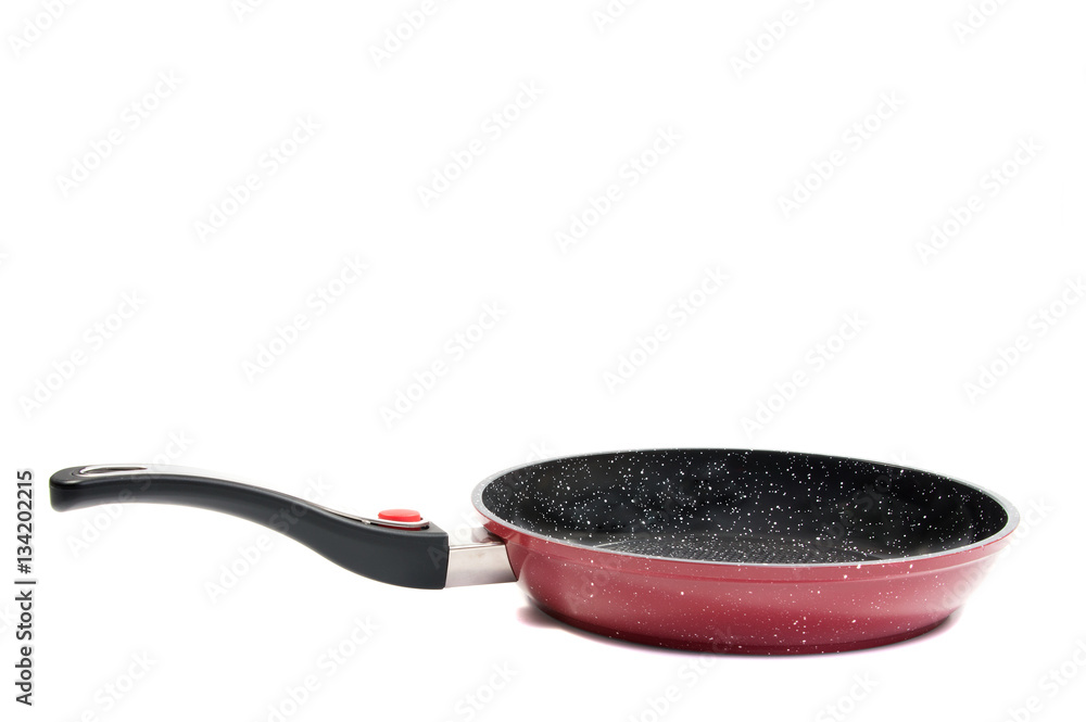 the side view of the red pan with a nonstick surface Stock Photo ...