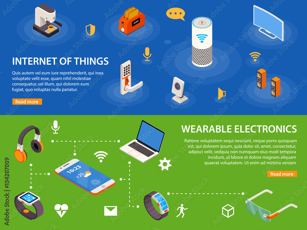 Internet Of Things 2 Isometric Banners Stock Vector | Adobe Stock