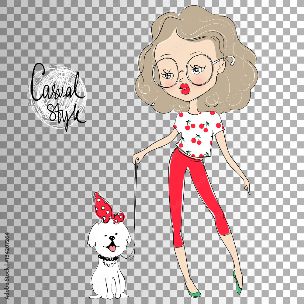 Crazy Lady Cartoon With Dogs