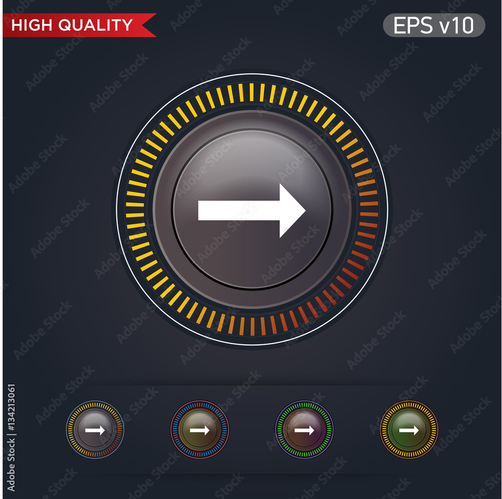 Colored icon or button of right arrow symbol with background Stock ...
