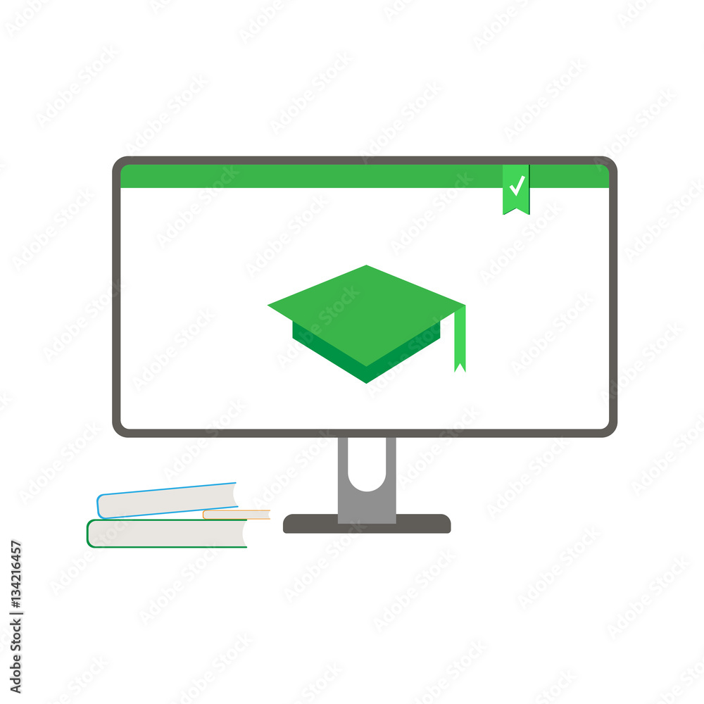 Flat design. Concept for distance education, online learning for web ...