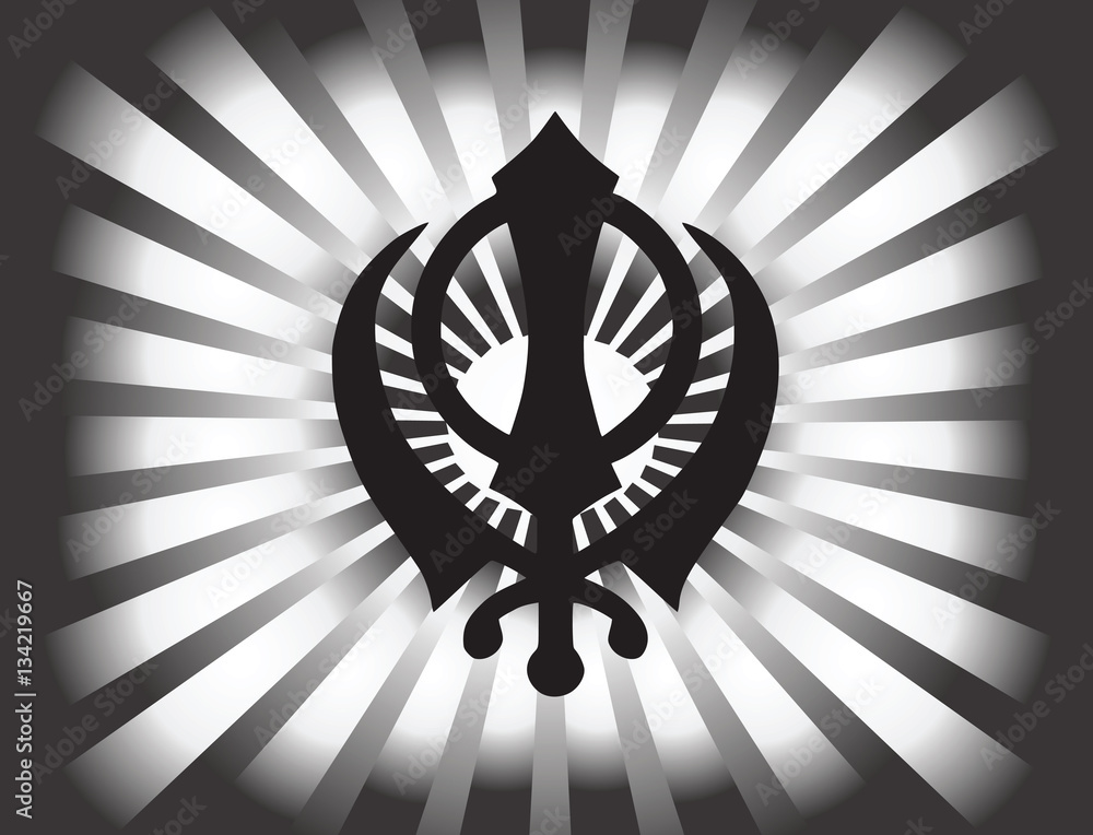 Khanda is the most significant symbol of Sikhism. Black-and-white ...