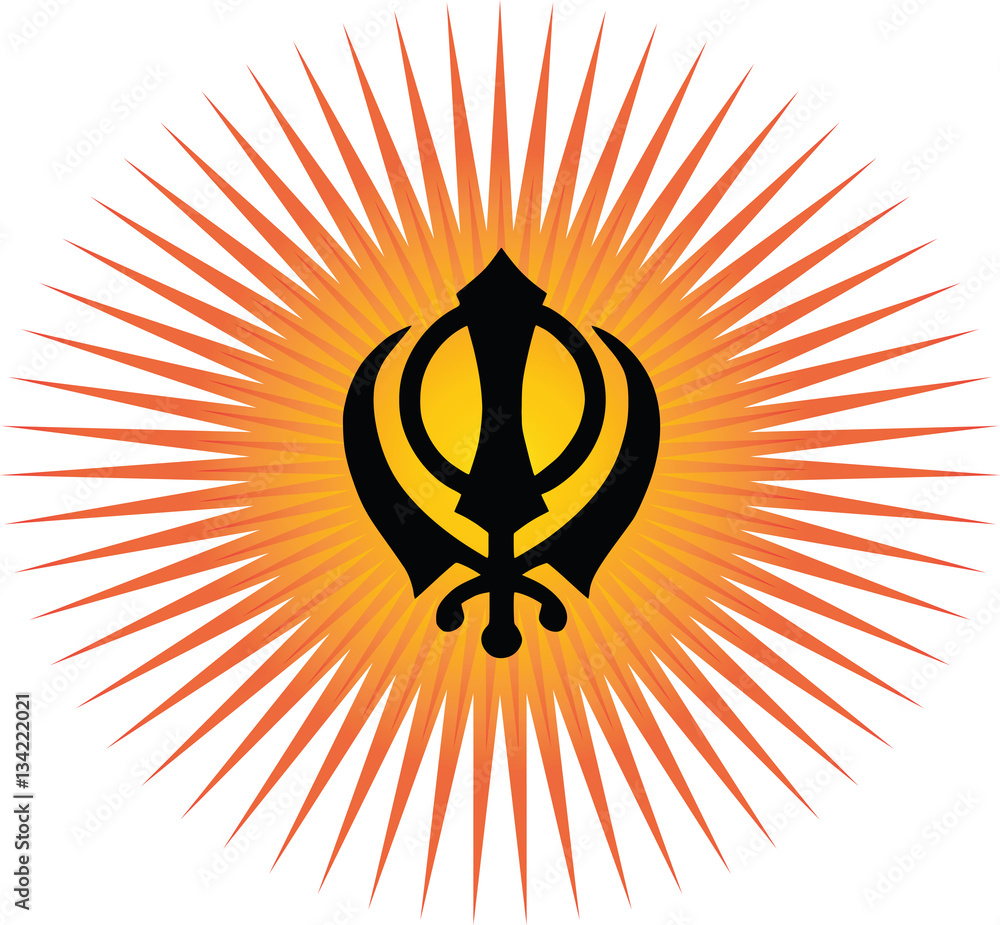 Khanda is the main symbol of Sikhism, transparent background, red and ...