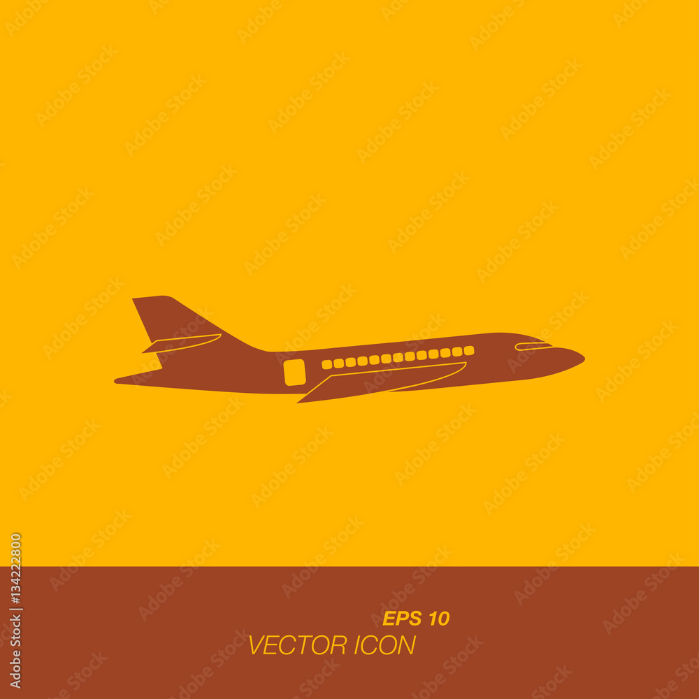 flying plane icon in flat style. The icons on the theme of logistics ...