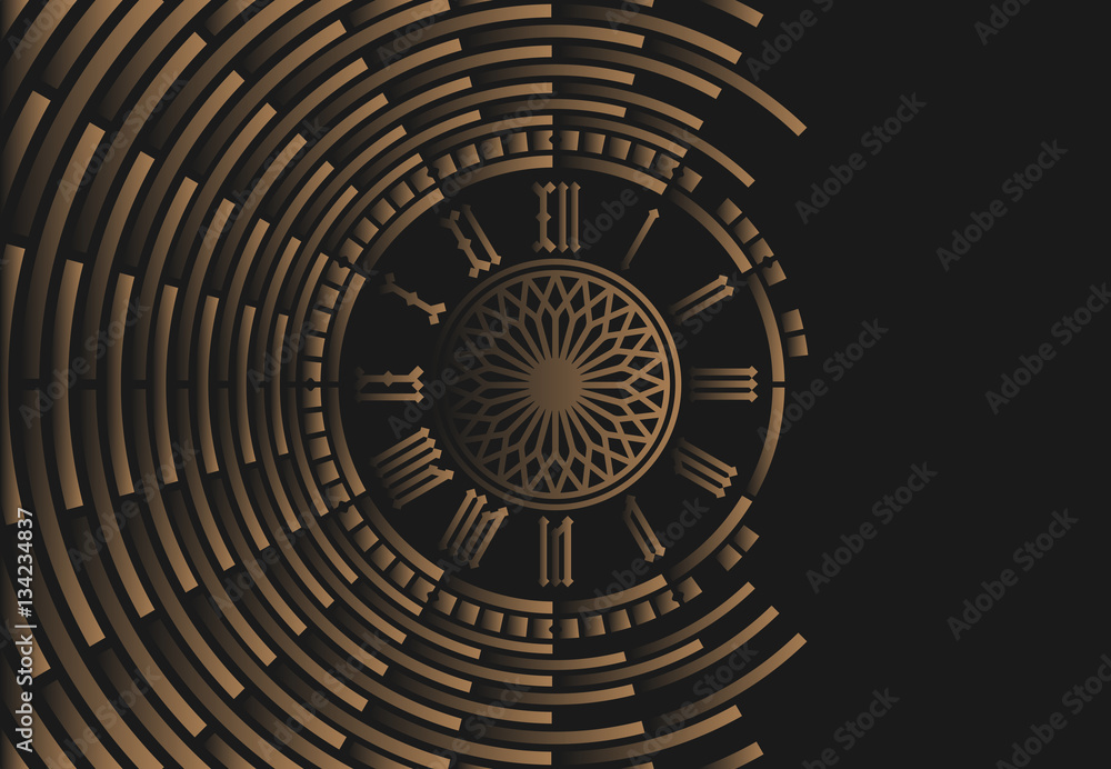 Roman numeral clock on black abstract background Stock Vector | Adobe Stock