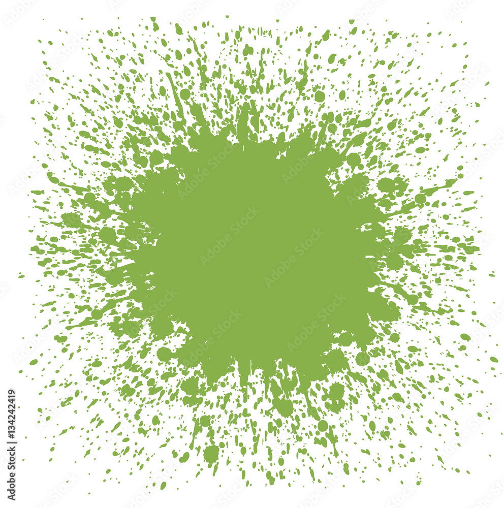 Grunge background with a big green splash. Vector illustration with ...