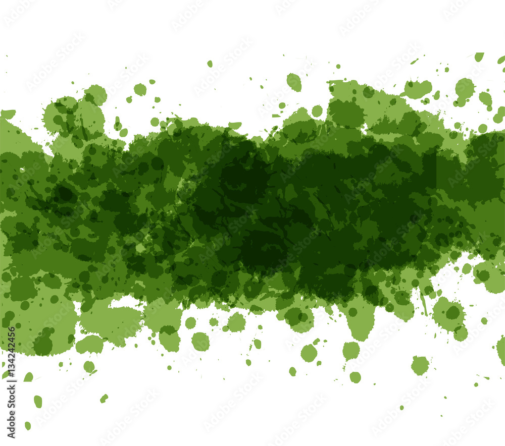 Grunge background with a big green splash. Vector illustration with ...