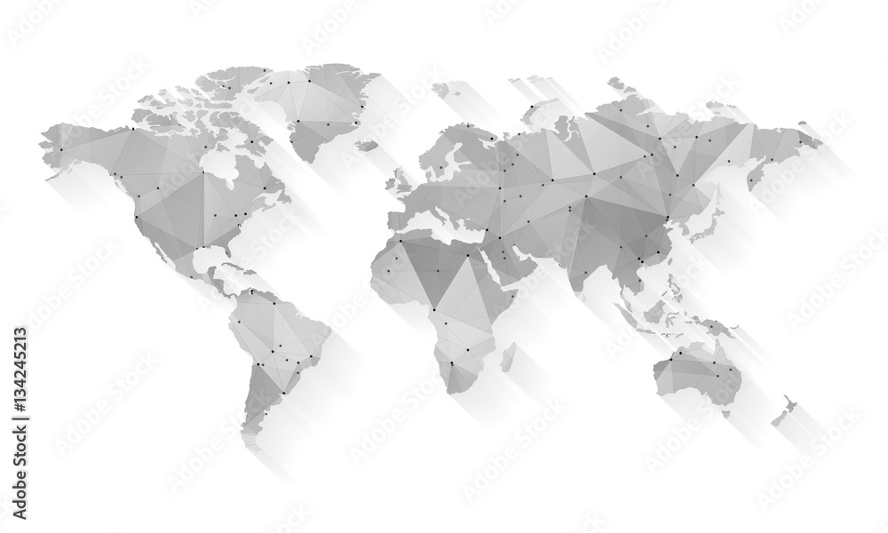 Vector map of world with trendy triangles design Stock Vector | Adobe Stock