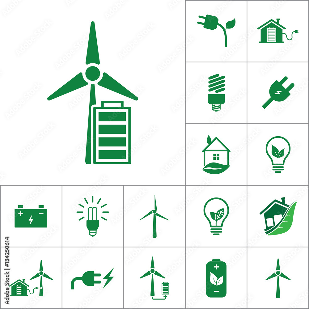 wind generator icon, alternative energy set on white background Stock ...