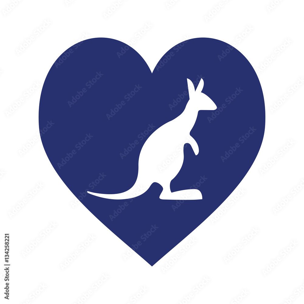 blue heart with australia kangaroo vector illustration eps 10 Stock ...