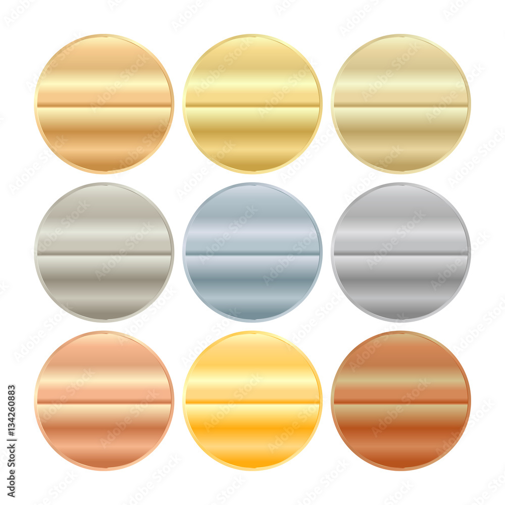 vector round blank templates from gold platinum silver bronze copper ...