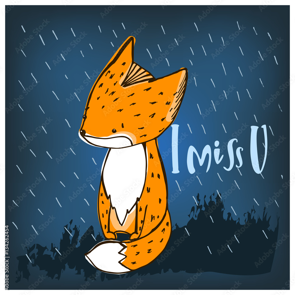 Cute cartoon character of a Fox cub Stock Vector | Adobe Stock