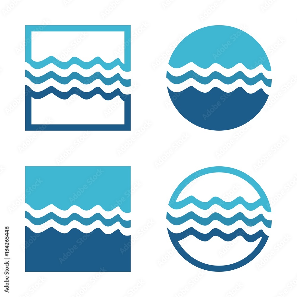 Simple Logo Water River Square and Circle Shaped Stock Vector | Adobe Stock