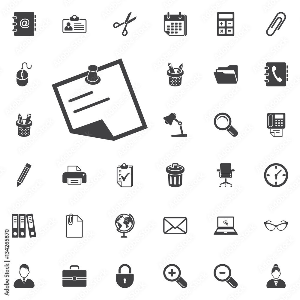 Note with Pushpin symbol icon Stock Vector | Adobe Stock