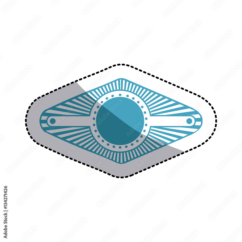 sticker blue stamp abstract art deco emblem vector illustration Stock ...