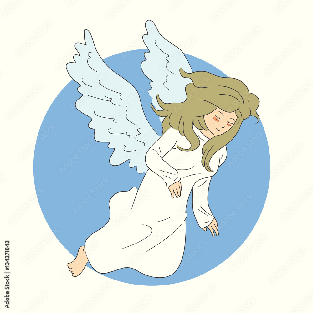 hand drawn angel flying Stock Illustration | Adobe Stock