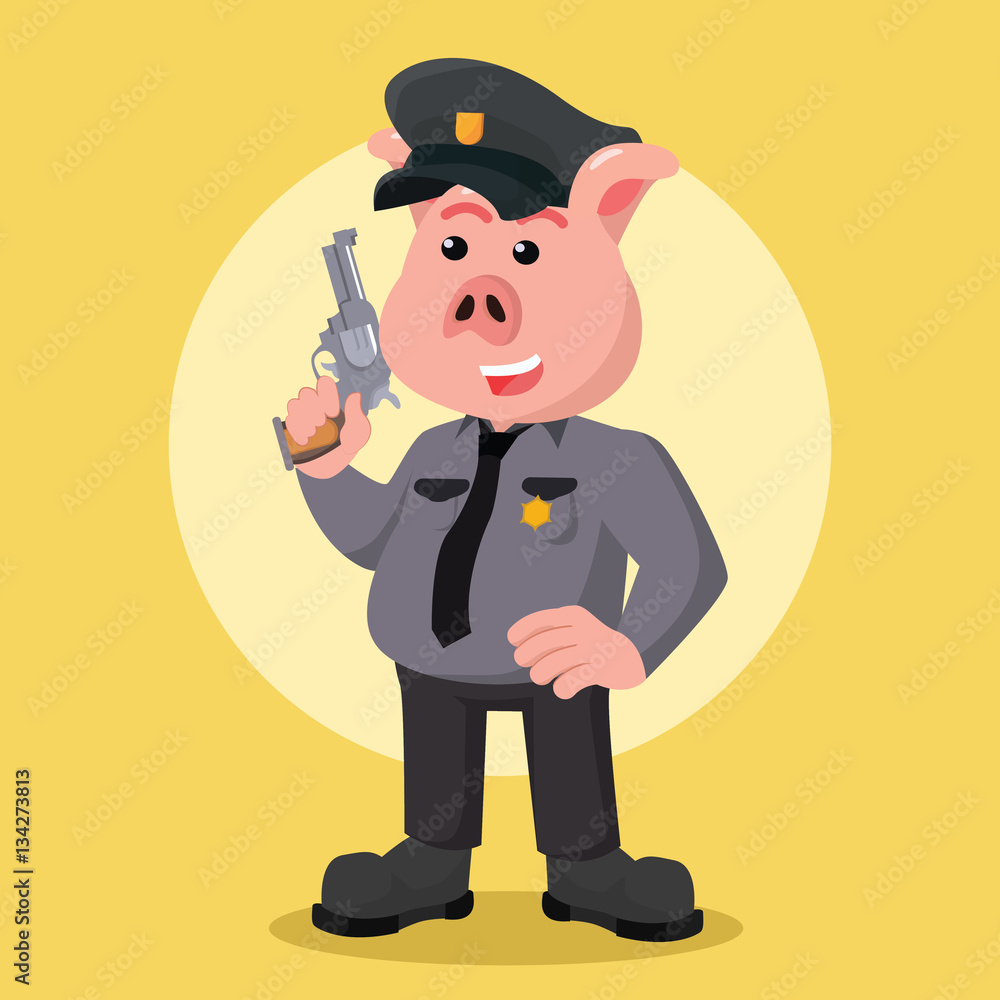 Cartoon Pig With Gun