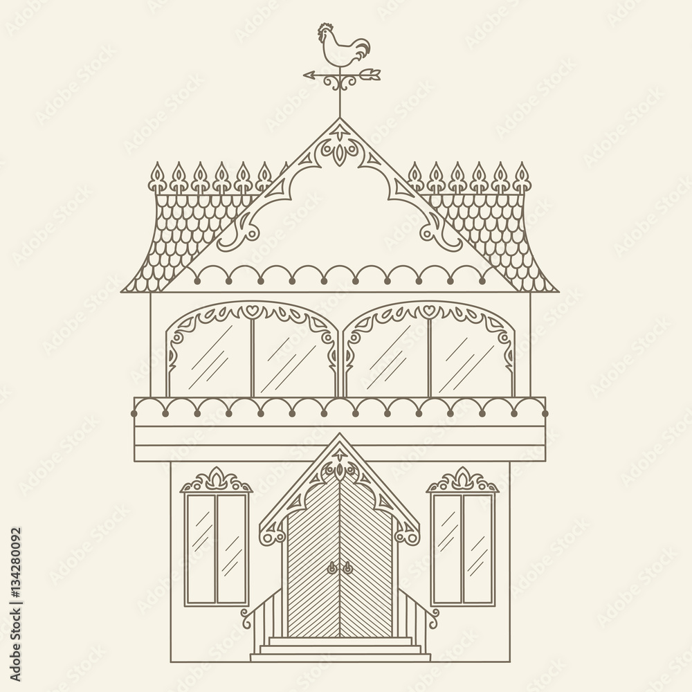 Hand drawn outline vector house Stock Vector | Adobe Stock