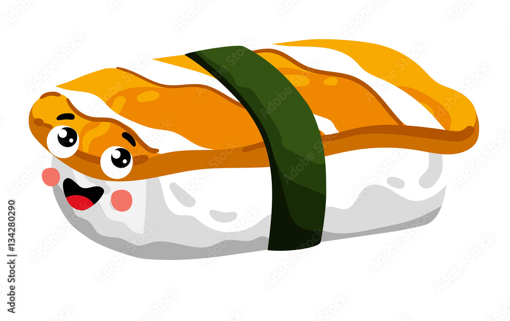 Cute sushi roll cartoon character isolated on white background vector ...