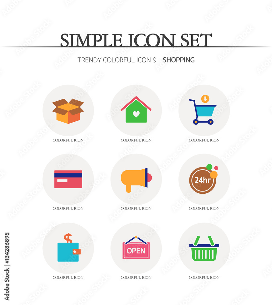 shopping Simple Icon Set Stock Vector | Adobe Stock