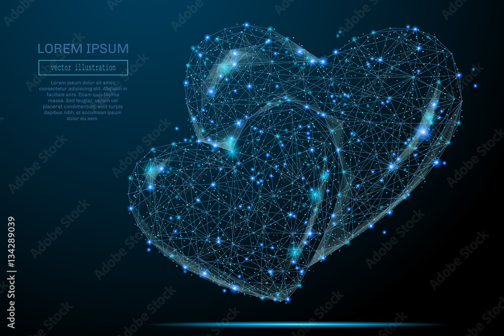 Abstract image of two hearts in the form of a starry sky or space ...