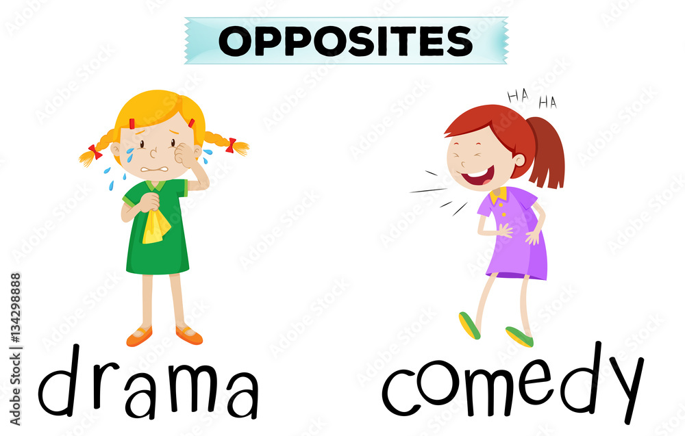 Opposite words with drama and comedy Stock Vector | Adobe Stock