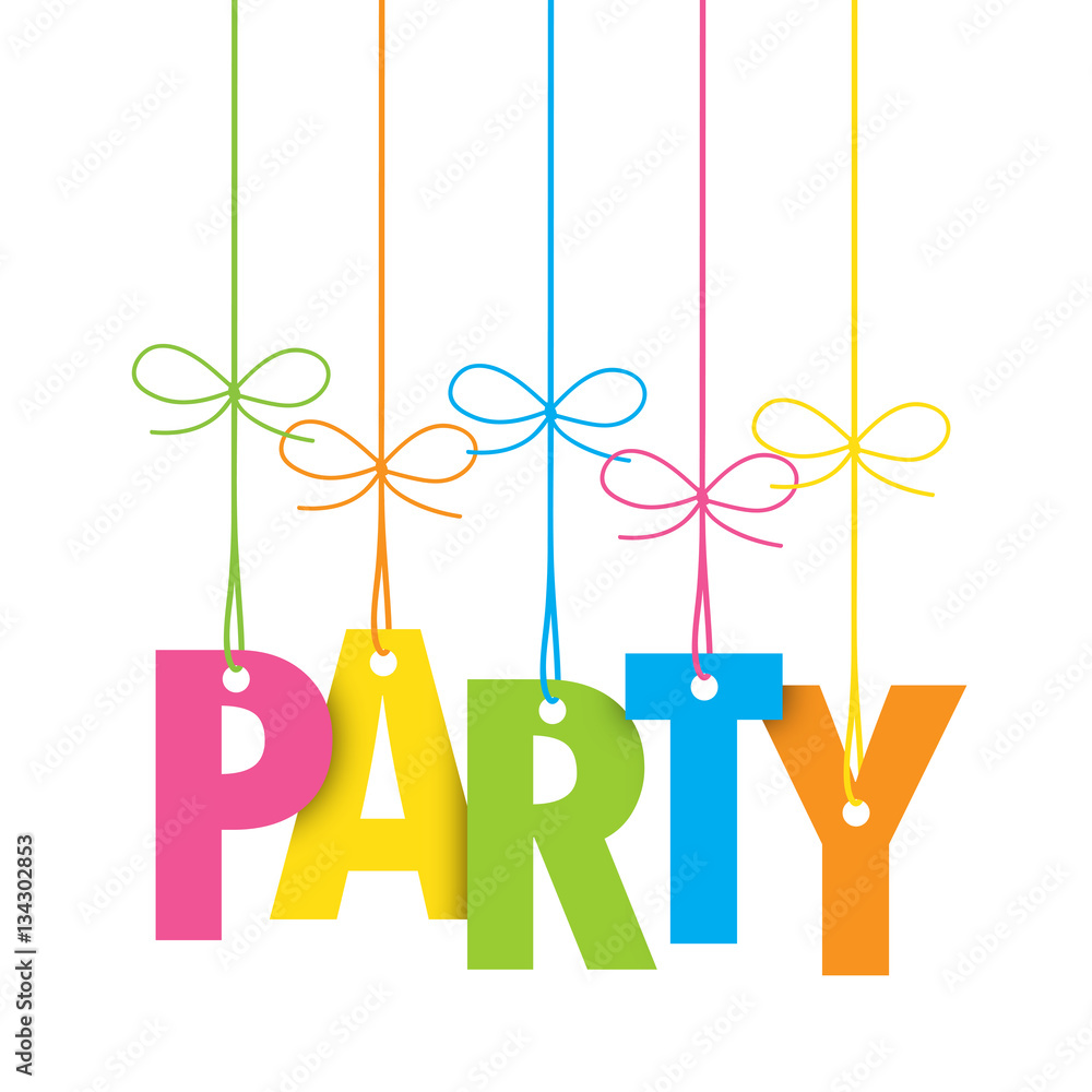 PARTY Colourful Suspended Letters Stock Vector | Adobe Stock