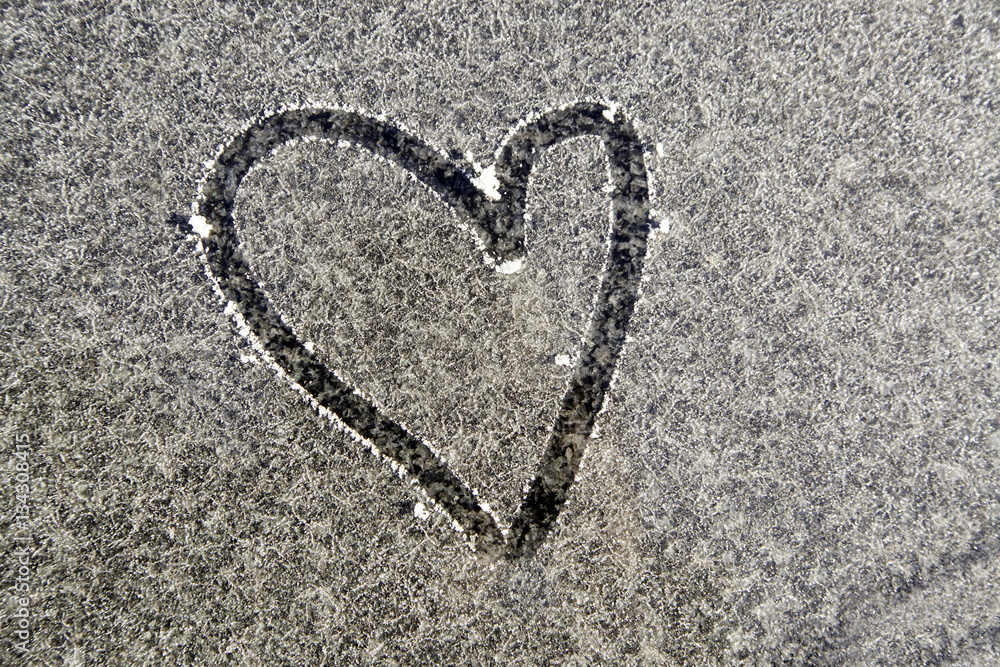 Heart drawn on ice Stock Photo | Adobe Stock