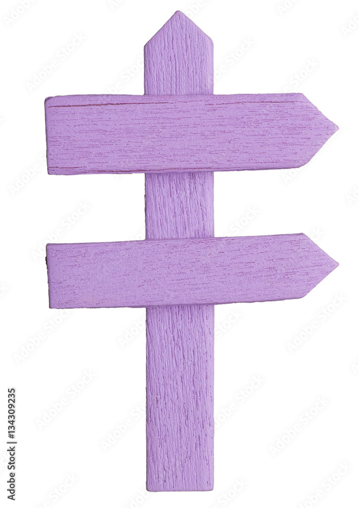 Purple road sign with direction sign isolated on white background Stock ...