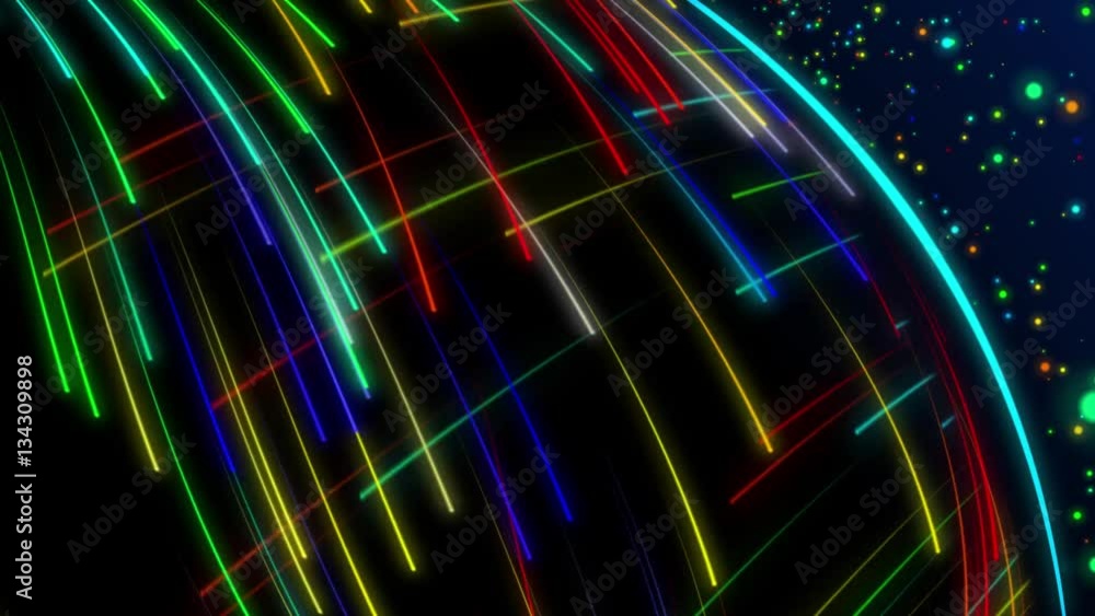 Seamless animation of abstract colorful spectrum light laser beam ray ...