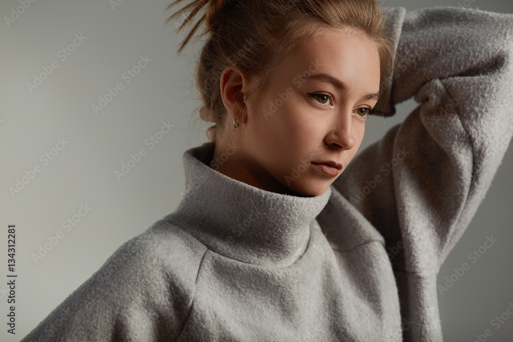 Fashion model test shoot black and white portrait. Stock Photo | Adobe ...