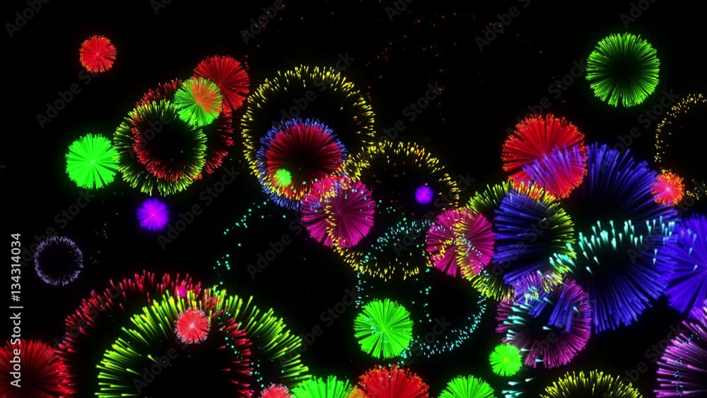 beautiful fireworks. computer generated seamless loop christmas ...