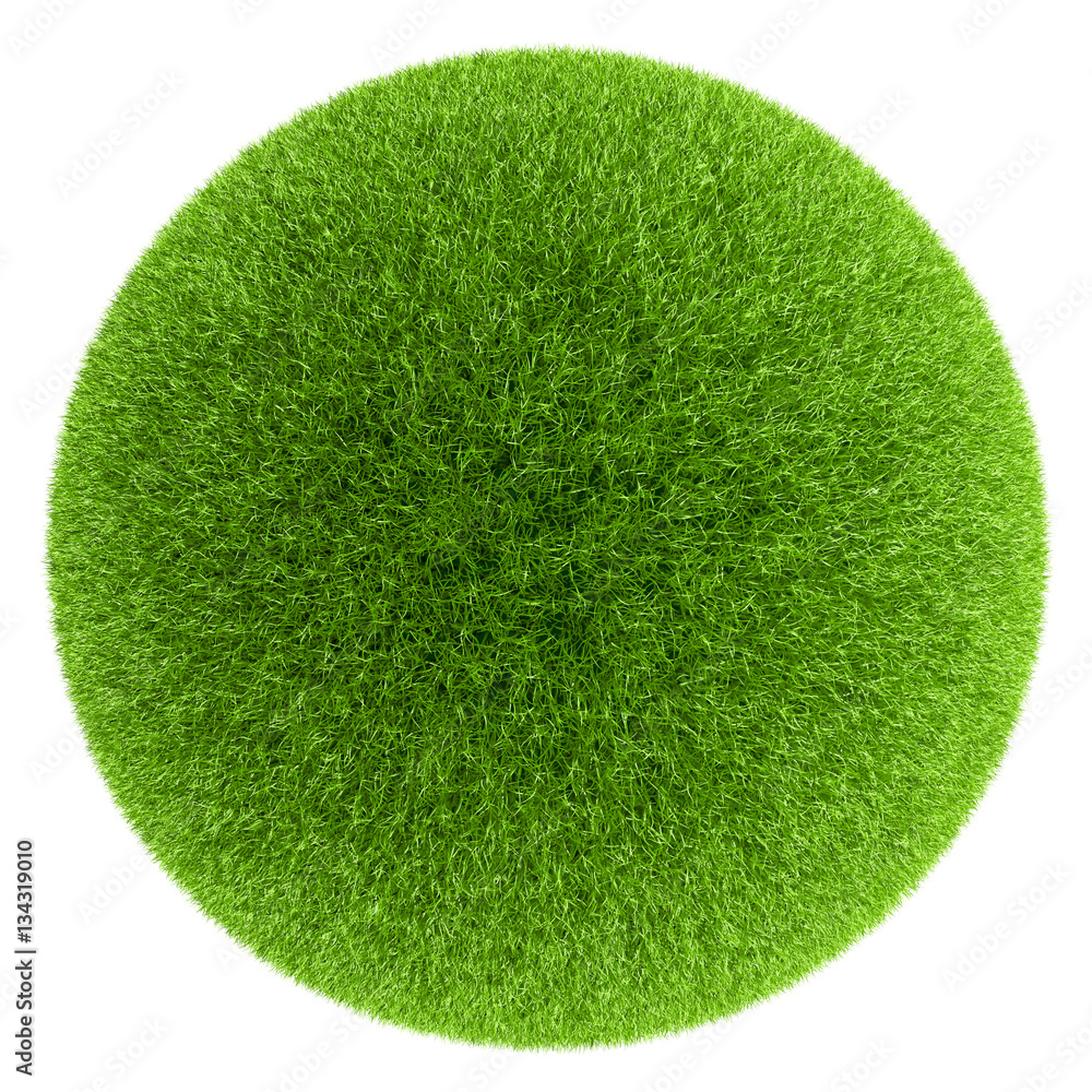Sphere covered with green grass isolated on white background. Stock ...