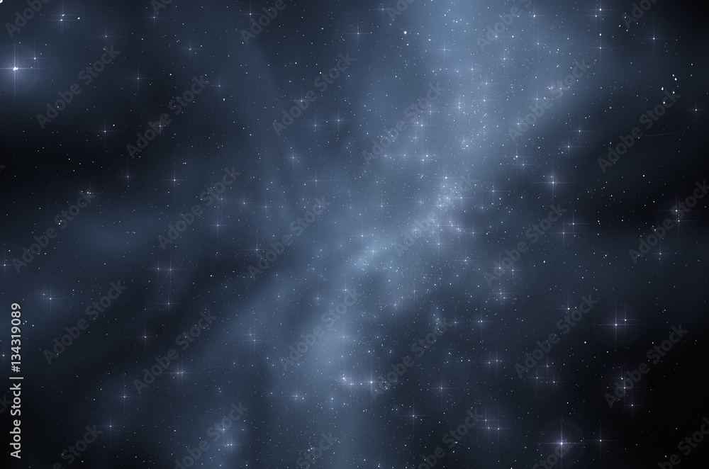 Stylized night sky illustration. Abstract outer space background with ...