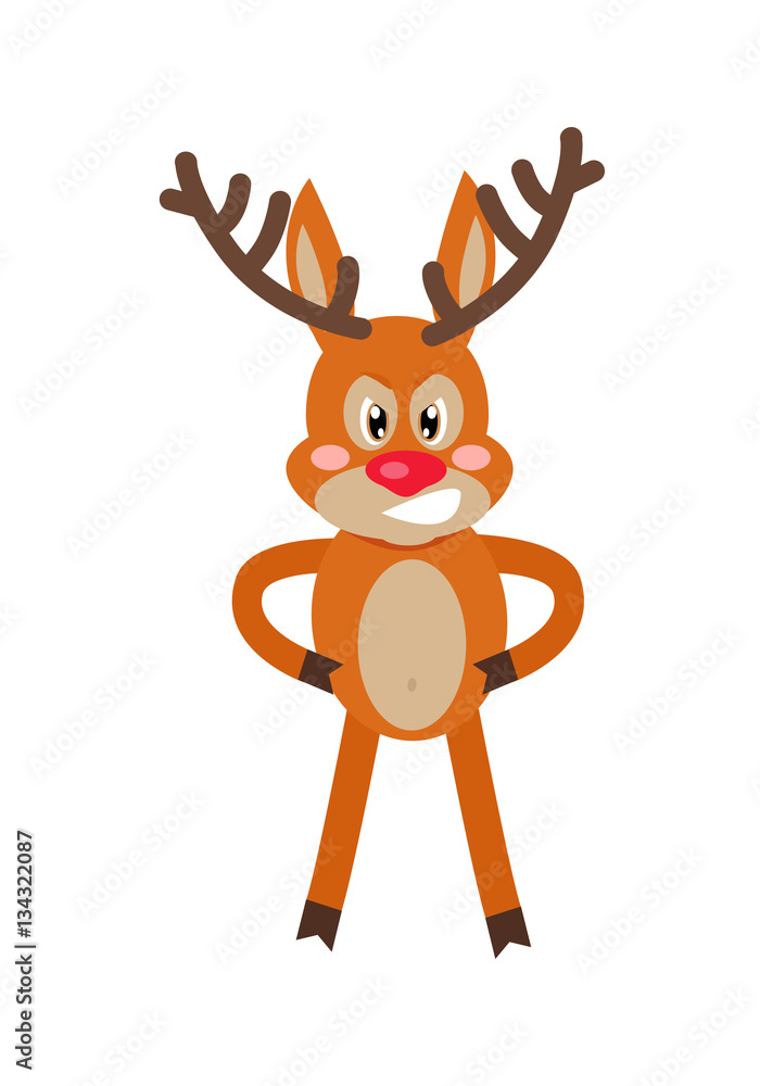 Angry Deer Cartoon Flat Vector Illustration Stock Vector | Adobe Stock