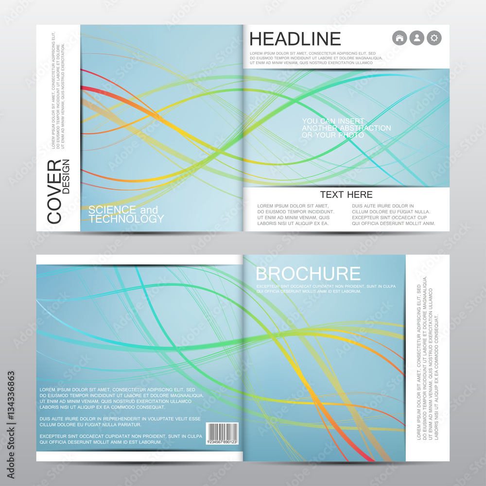 Square brochure template. Backdrop of wavy lines. Abstract vector ...