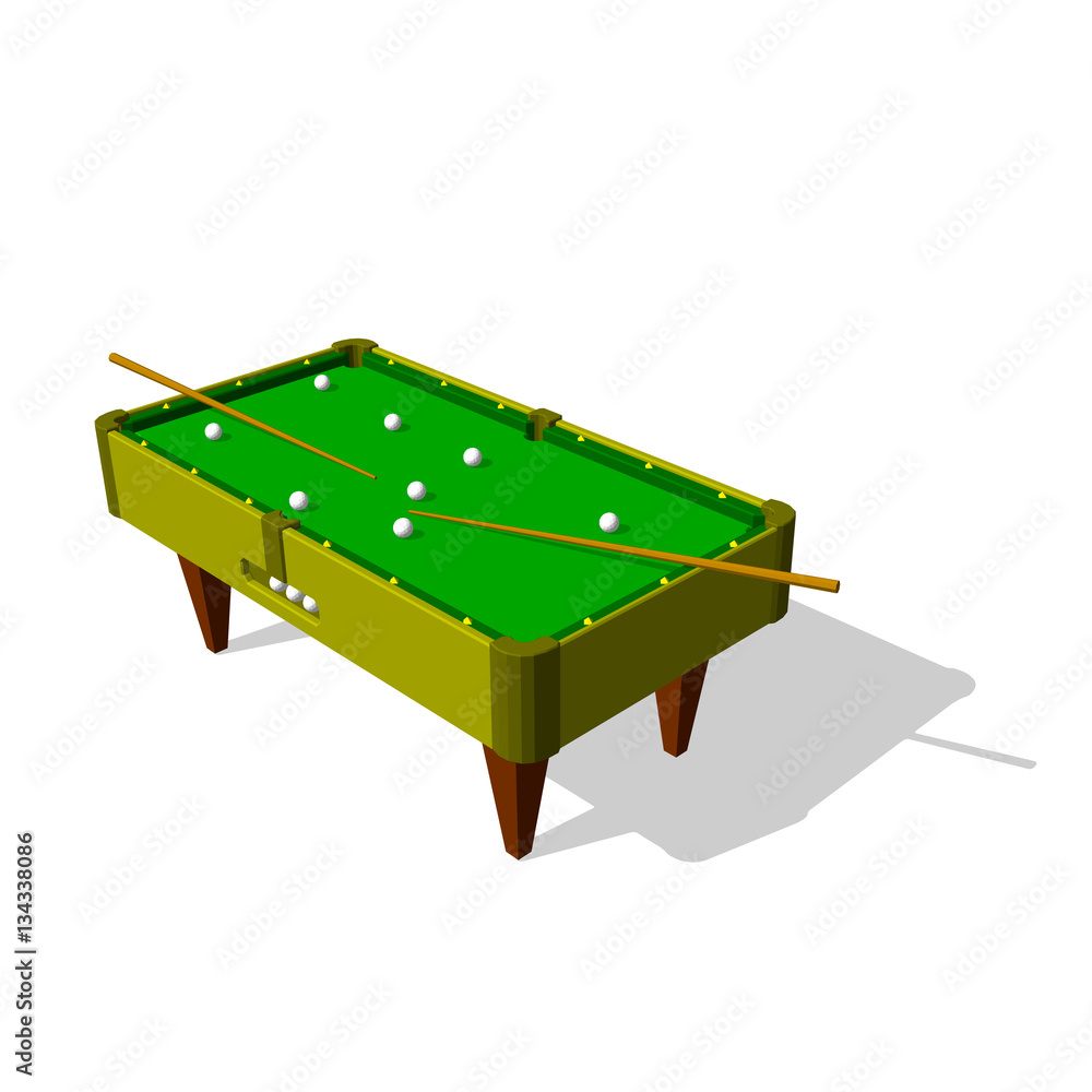 Billiard table.Isolated on white background.3d Vector illustrati Stock ...