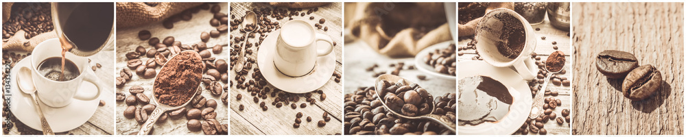 collage many pictures of coffee. Stock Photo | Adobe Stock
