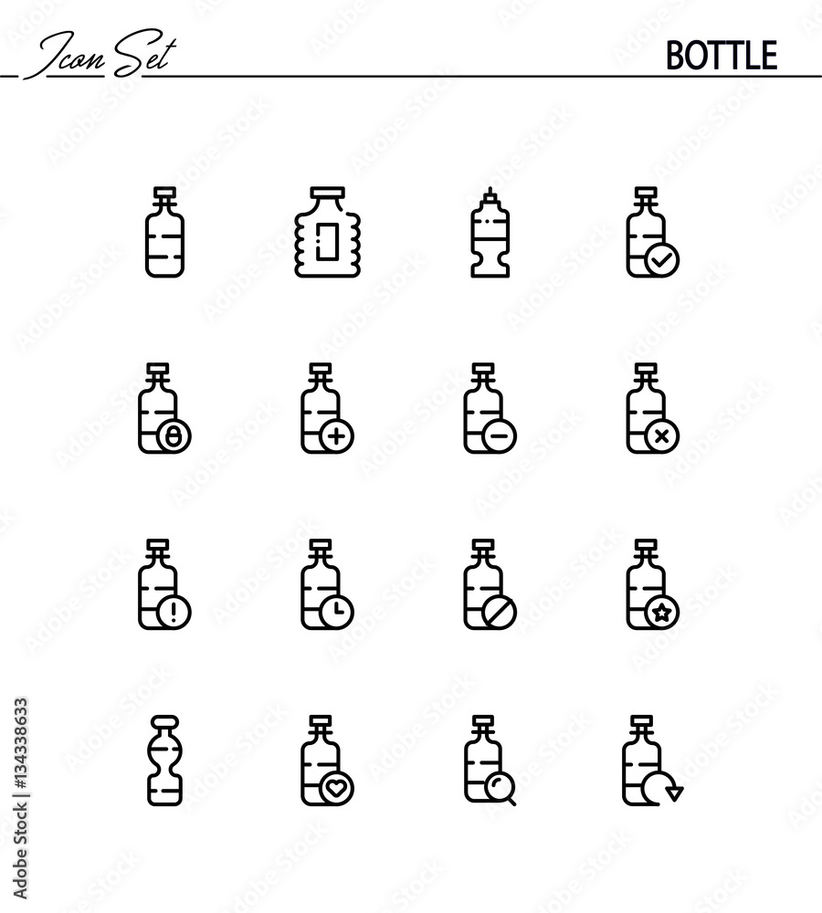 Bottle flat icon set Stock Vector | Adobe Stock