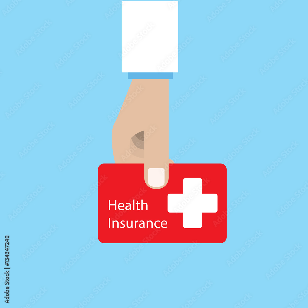 Doctor holding health insurance card Stock Vector | Adobe Stock