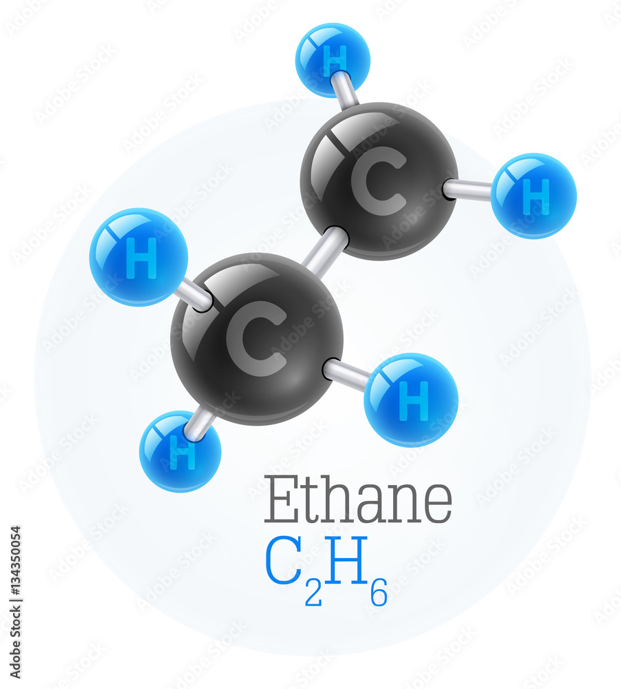 Physical chemical molecule model of gas ethane Stock Vector | Adobe Stock