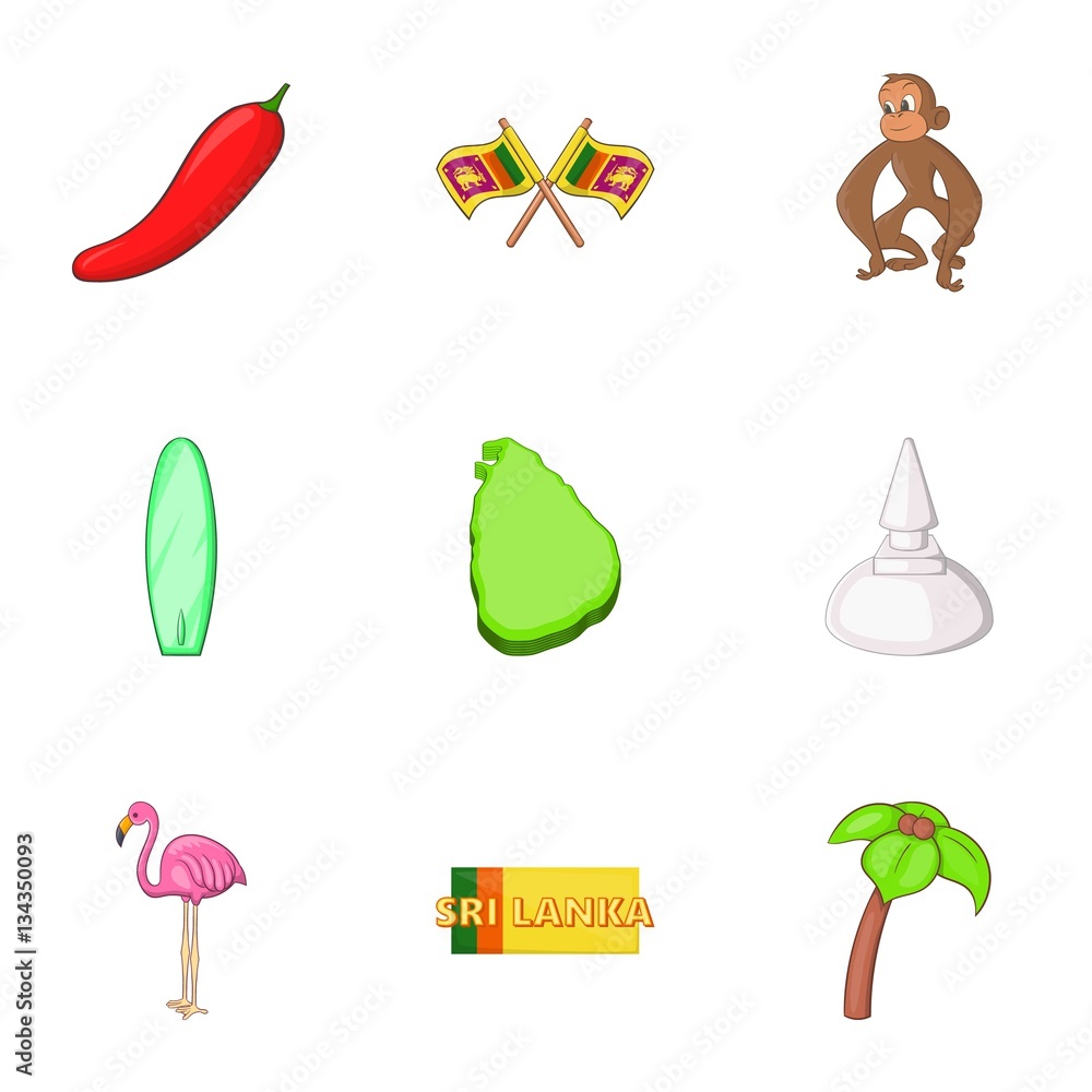 Symbols representing Sri Lanka icons set Stock Vector | Adobe Stock
