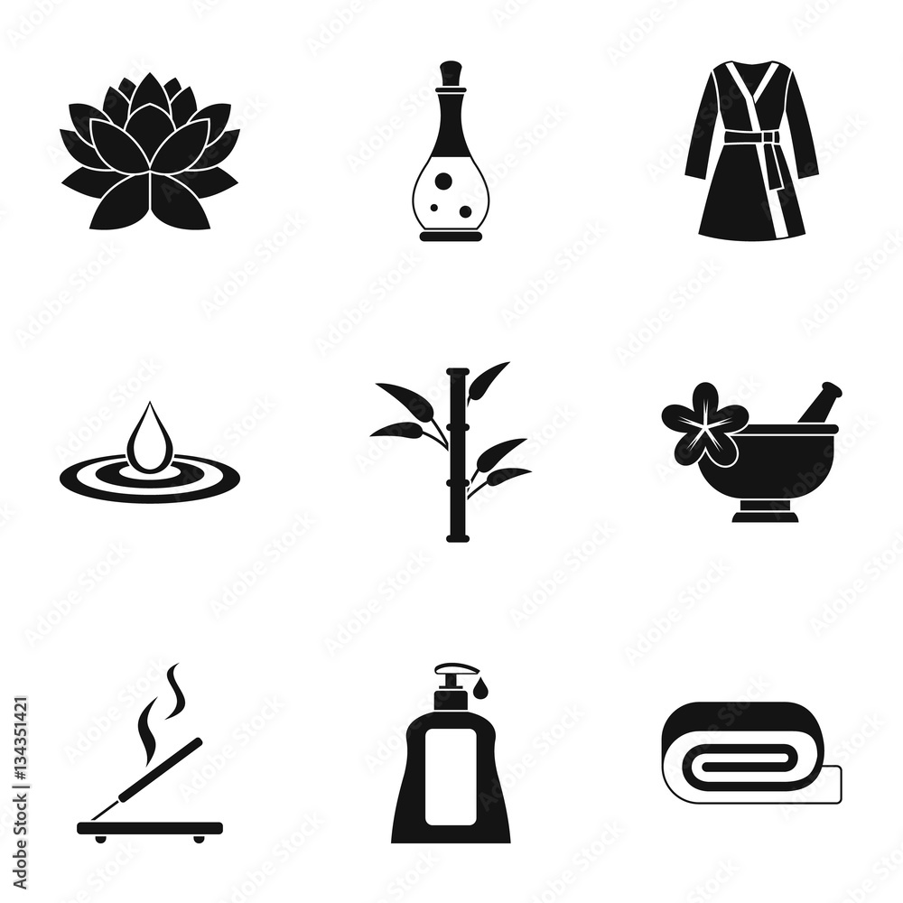 Relaxation icons set, simple style Stock Vector | Adobe Stock