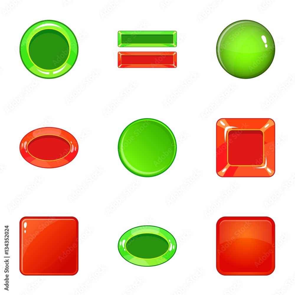 Button icons set, cartoon style Stock Vector | Adobe Stock